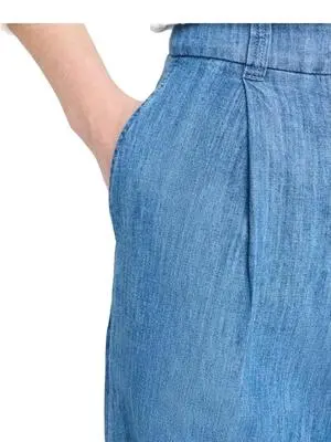Another Tomorrow Chambray Wide Leg Pants - Medium Blu