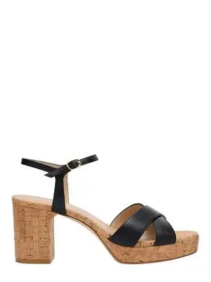 STUART WEITZMAN Stuart Weitzman Dayna Leather Platform Sandals Black