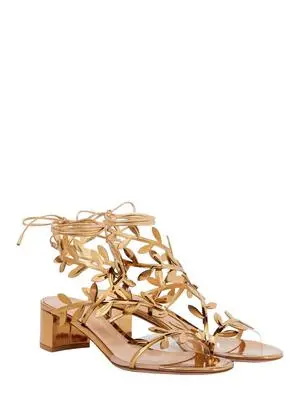 GIANVITO ROSSI Flavia Mirrored Leather Sandals - Gold