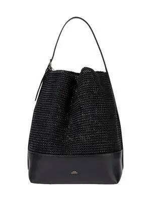 TOTEME Belted Woven Leather Tote Bag - Black