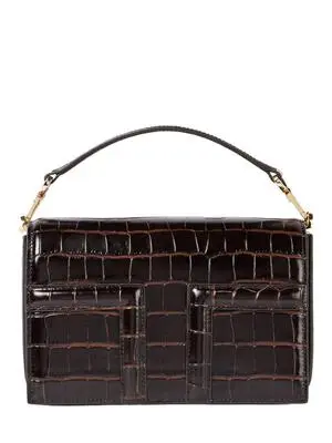 TOTÊME T-flap Mini Croc-effect Tote Bag - Brown