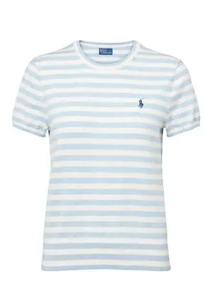 Polo Ralph Lauren Striped Ribbed-knit Cotton-blend T-shirt - Blue