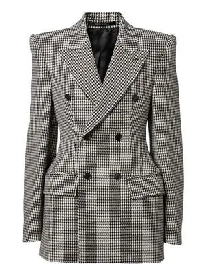 Balenciaga Houndstooth Wool Blazer - Black