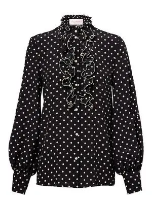 VALENTINO Valentino Polka-Dot Silk Crêpe De Chine Blouse