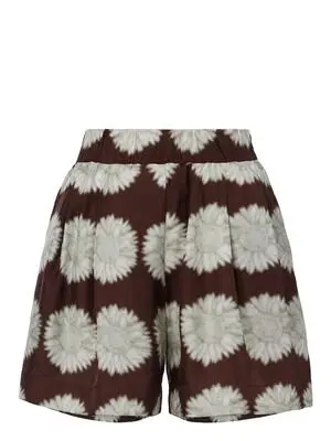 Asceno Printed Silk Twill Shorts - Brown