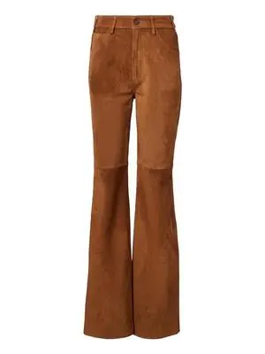 NILI LOTAN Roe Suede Flared Pants - Brown