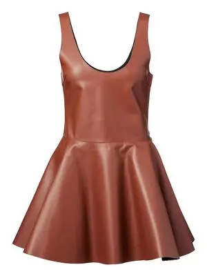 JW Anderson Peplum Leather Minidress - Brown