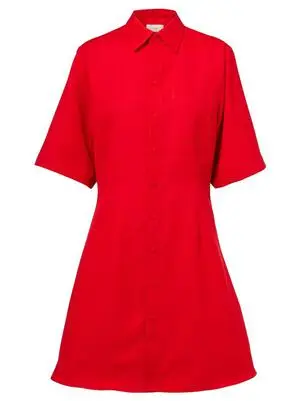 AMI Paris Virgin Wool Canvas Shirt Dress - Red
