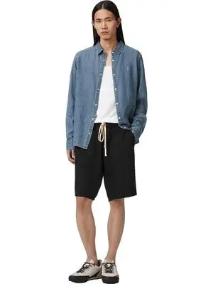 ALLSAINTS Helix Straight Fit Sweat Shorts - Black