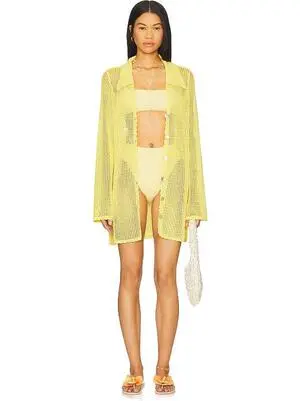 Show Me Your Mumu Button-up Crochet Coverup - Pale Yellow