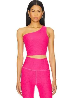 Beyond Yoga Spacedye The Bold Shoulder Cropped Tank - Vivid Pink Heather