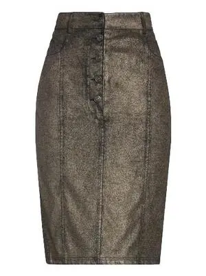 8PM Metallic Pencil Midi Skirt - Gold