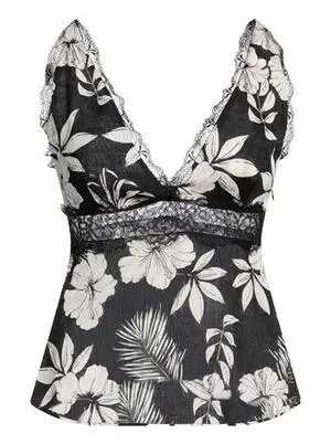 Pinko Floral Crepe Camisole - Black