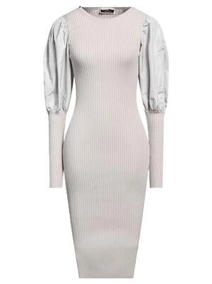 Elisabetta Franchi ELISABETTA FRANCHI Midi Dress With Puffed Sleeves In Light Grey Light Grey