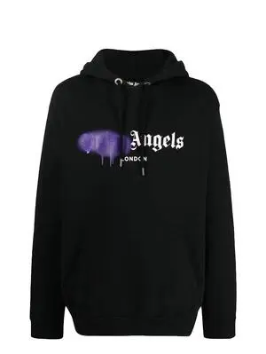 Palm Angels London Spray Paint Logo Hoodie - Black