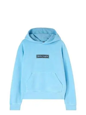 Palm Angels Garment Dye Box Logo Hoodie - Light Blue/black