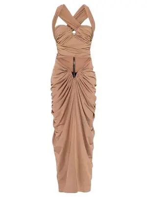 MITILIANE COUTURE Draped Maxi Dress - Brown