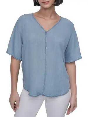 Dkny DKNY V-Neck Top Light Chambray