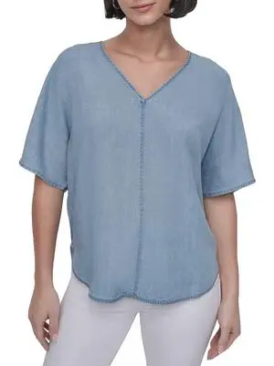 Dkny V-neck Top - Stream Wash