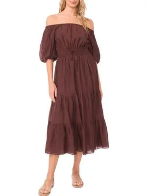 Vince Camuto Off-the-shoulder Tiered Maxi Dress - Cabernet