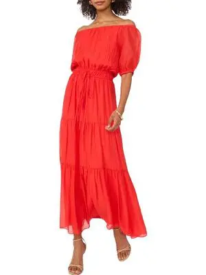 Vince Camuto Off-The-Shoulder Tiered Maxi Dress Cayenne