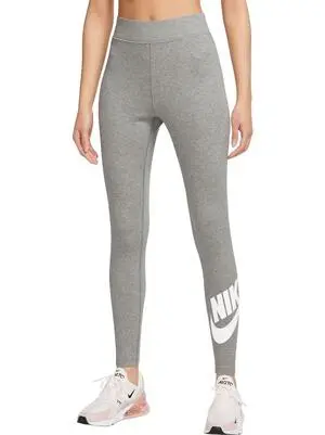 Nike Sportswear Classics High Waist Graphic Leggings - Dark Grey Heather/ White