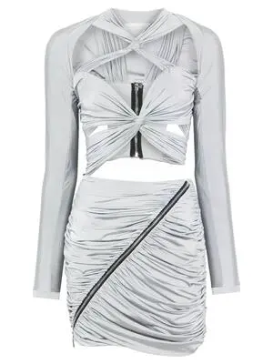 MITILIANE COUTURE Draped Cut-out Mini Dress - Grey