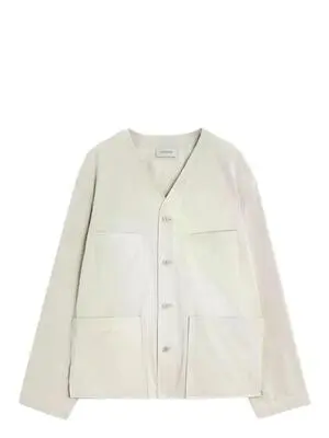 LEMAIRE Collarless Shirt Jacket - Neutrals