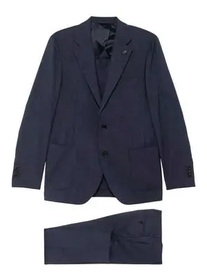LARDINI Brooch-detail Suit - Blue