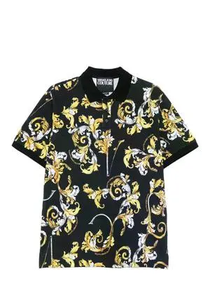 Versace Baroccoflage-print Polo Shirt - Black