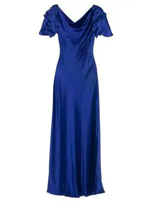 Alberta Ferretti Satin Maxi Dress - Blue