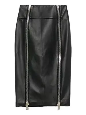 MITILIANE COUTURE Leather Zip-up Midi Skirt - Black