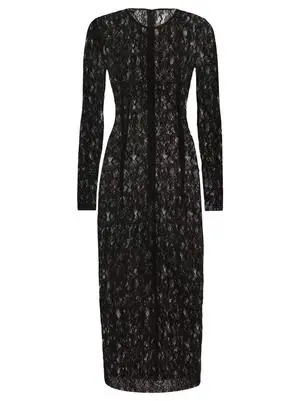 Dolce & Gabbana Floral-lace Midi Dress - Black
