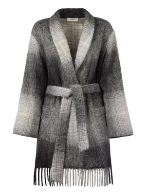 Agnona Checked Cardigan - Grey