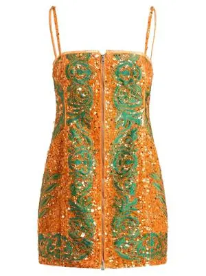 Etro Sequin-embroidered Mini Dress - Orange