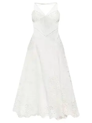 SELF-PORTRAIT Cotton Midi Dress - White
