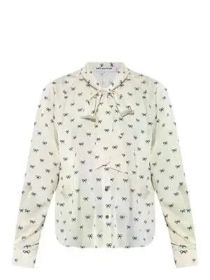 SELF-PORTRAIT Bow-print Shirt - White