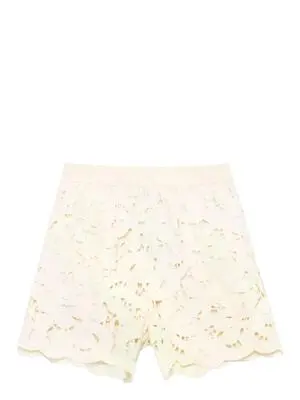 Moncler Floral Macrame Shorts Neutrals