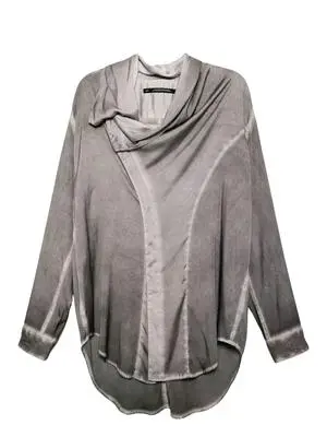 JULIUS Satin Wrap-neck Shirt - Grey