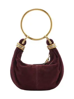 Chloé Bracelet Handle Suede Shoulder Bag - Purple