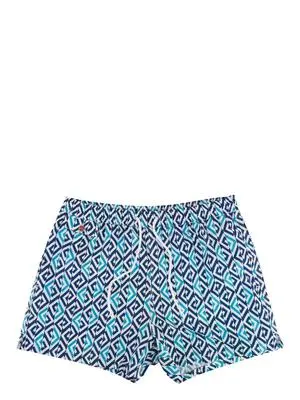 Kiton Geometric-pattern Swim Shorts - Blue