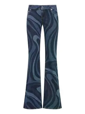 Emilio Pucci Marmo-print Flared Jeans - Blue
