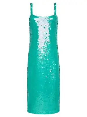 L'Agence Gabin Sequin Midi Dress - Bright Jade