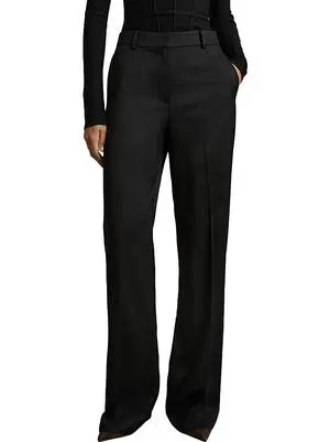 REISS Millie Wide Leg Trousers - Black