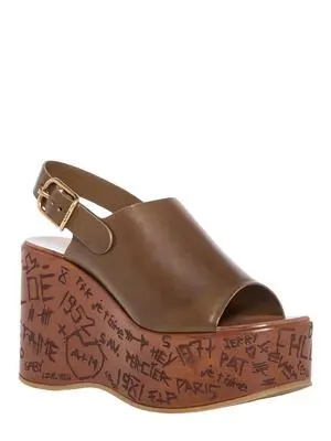 Chloé Chloe Maxime Platform Wedge Sandals Olive