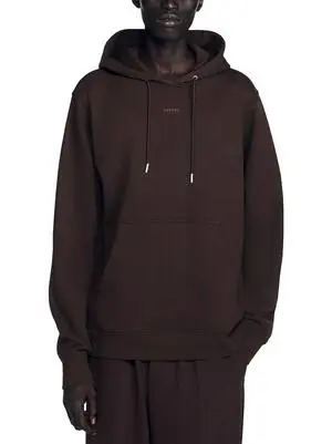 Sandro Regular Fit Logo Hoodie - Chocolate