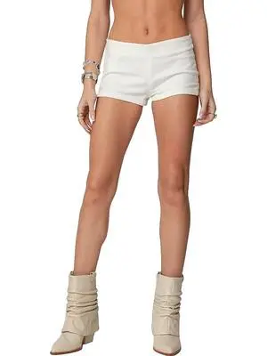 EDIKTED Dinah Denim Micro Shorts - White