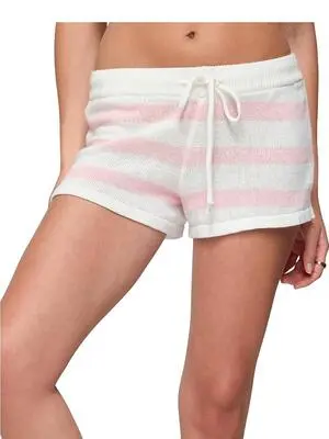 EDIKTED Striped Knit Shorts Light Pink