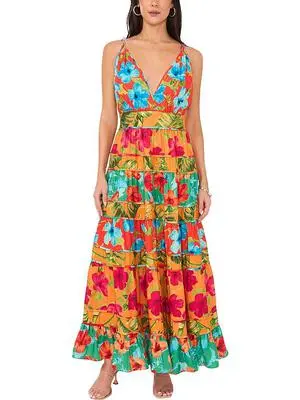 Vince Camuto Printed Tiered Maxi Dress - Tiger Lily