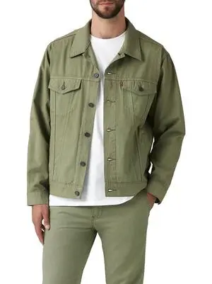 LEVI'S Relaxed Fit Cotton & Linen Trucker Jacket - Deep Lichen Green